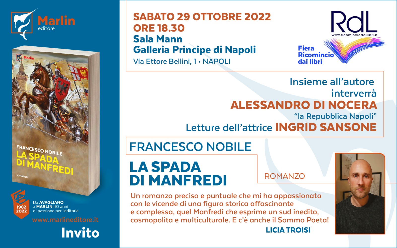 Marlin Editore a Ricomincio dai Libri a Napoli con “La Spada di ...